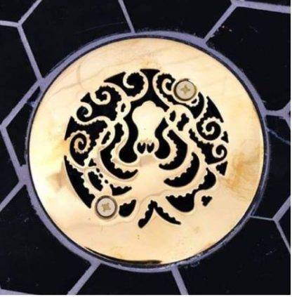 4.25 Inch Round Shower Drain, Octopus by Designer Drains