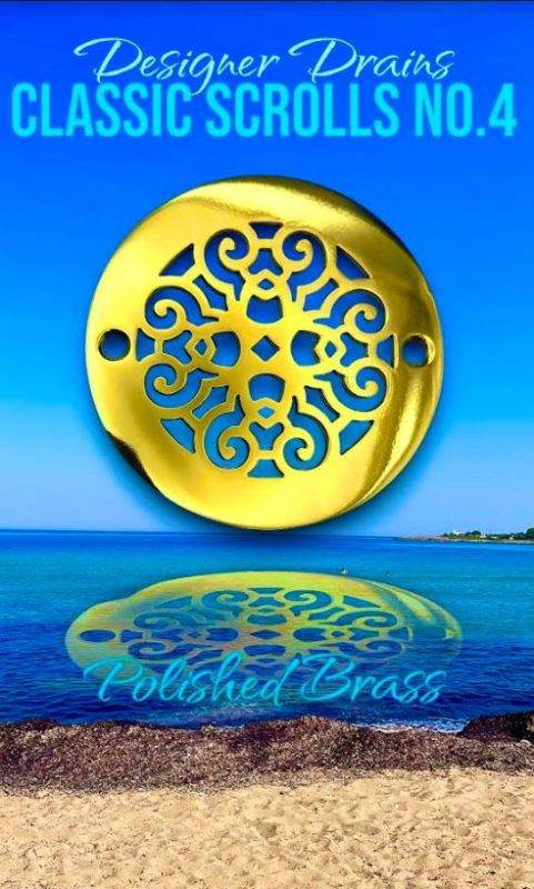 4 Inch Round Shower Drain Cover | Scrolls No. 4 Design