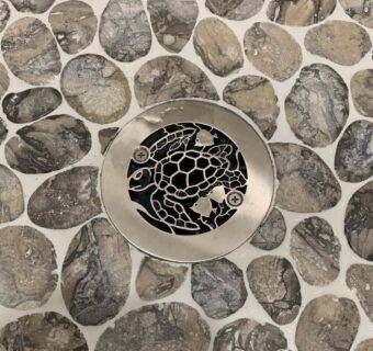 4.25 Inch Round Shower Drain Cover with Sea Turtle