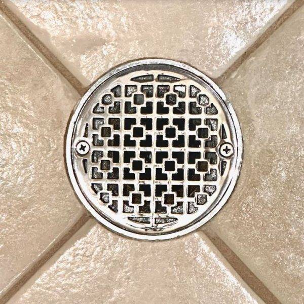 Round Shower Drain 3.9 Inch Cover Geometric Squares No.1