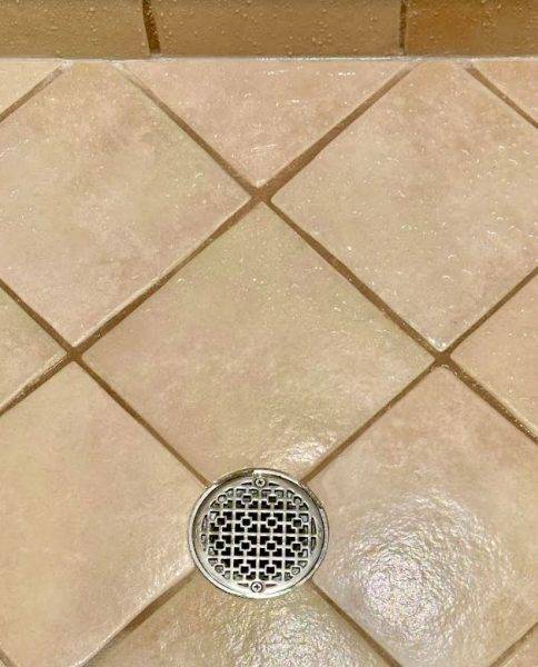 Round Shower Drain 3.9 Inch Cover Geometric Squares No.1