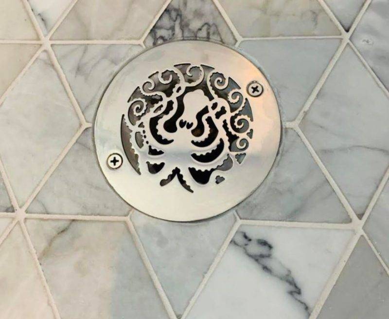 4 Inch Round Shower Drain Cover, Octopus Design