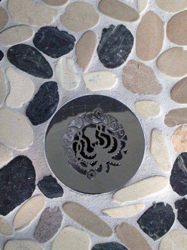 4.25 Inch Round Shower Drain, Octopus by Designer Drains